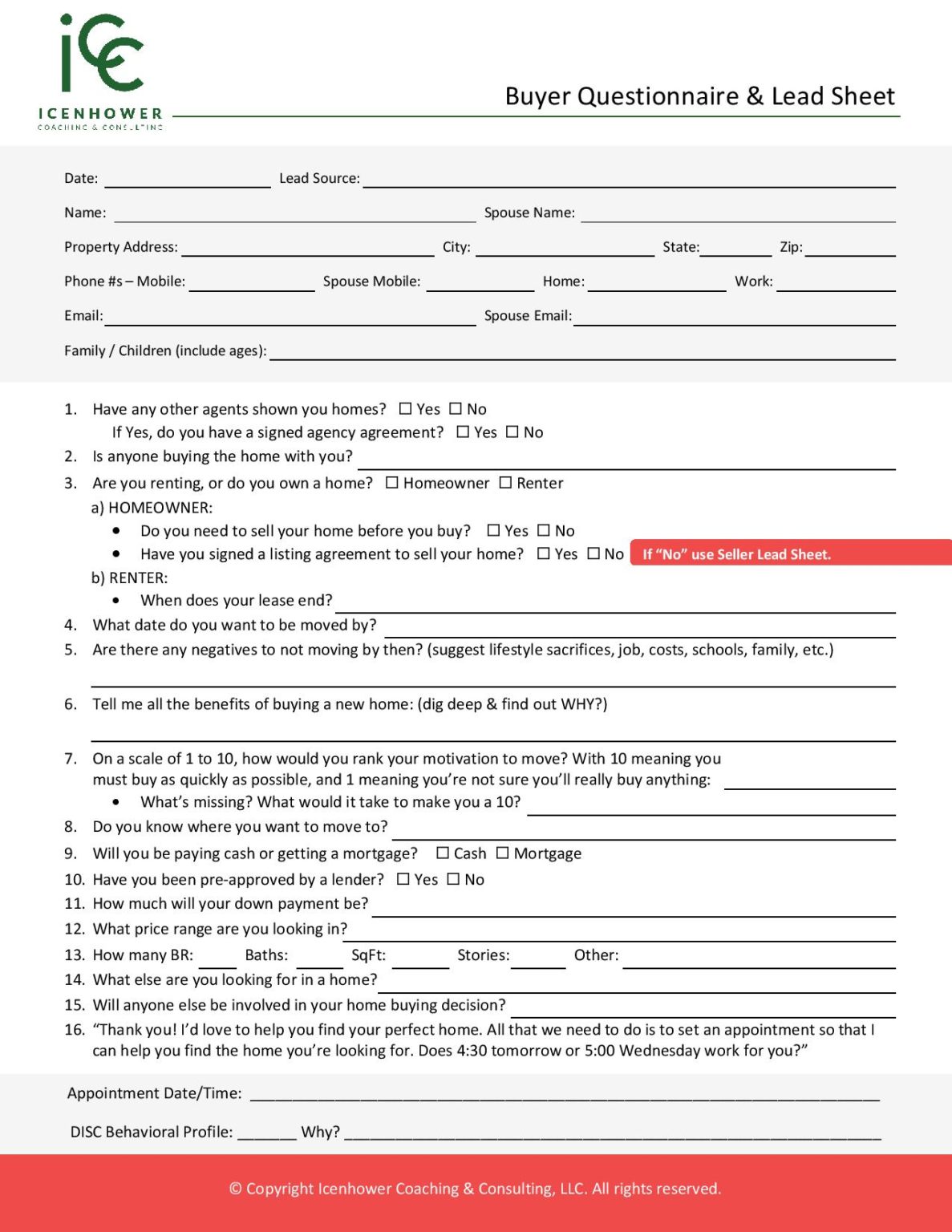 Buyer Lead Scripts for Realtors - Real Estate Coaching - Icenhower Coaching