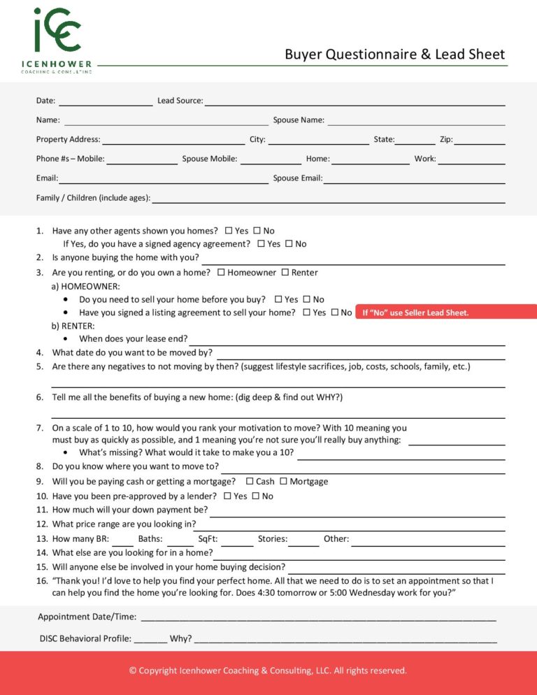 Buyer Lead Scripts for Realtors - Real Estate Coaching - Icenhower Coaching